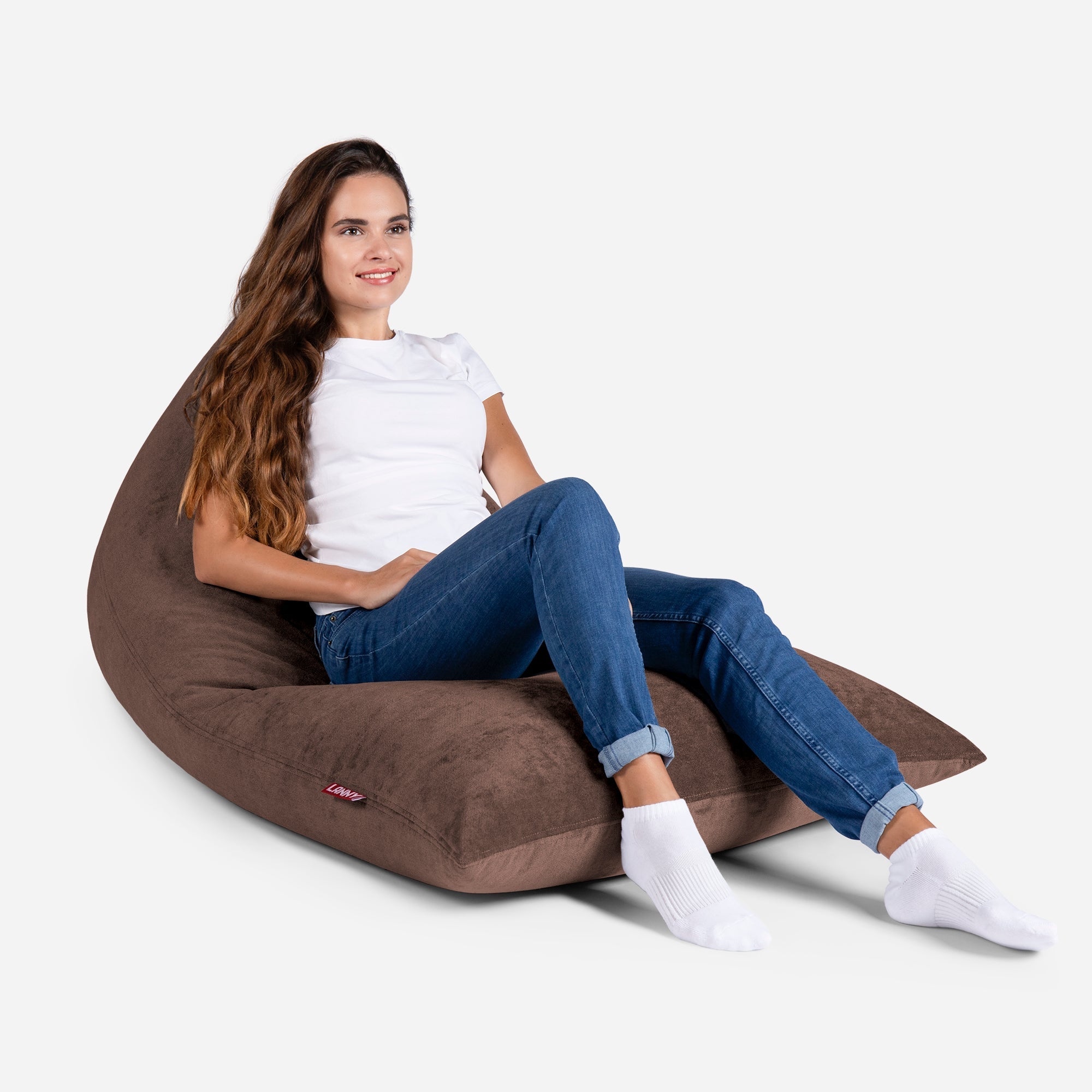 Lanny Slim Chenille Brown Bean Bag - Soft Durable