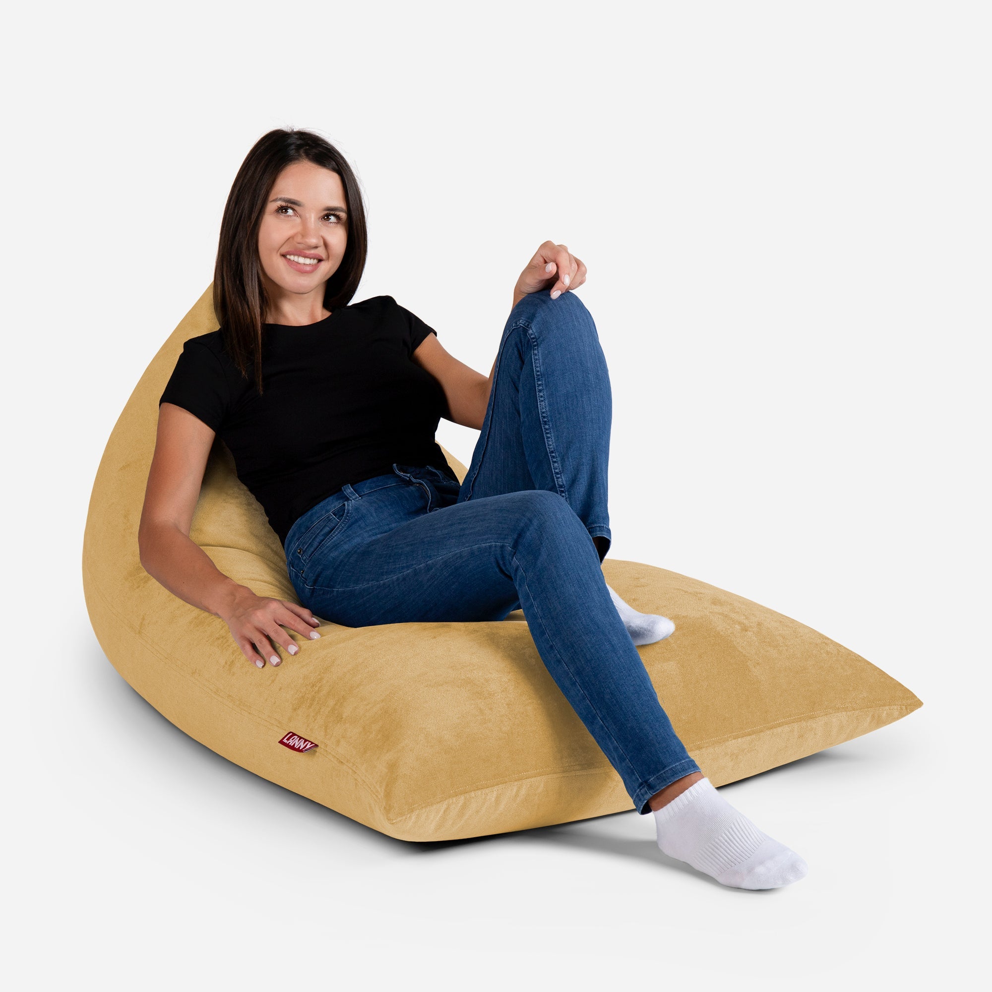 Lanny Slim Chenille Mustard Bean Bag - Back Support